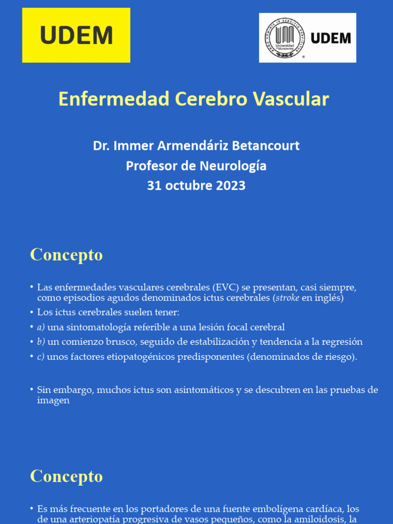 Enfermedad Cerebro Vascular | PDF | Carrera | Isquemia