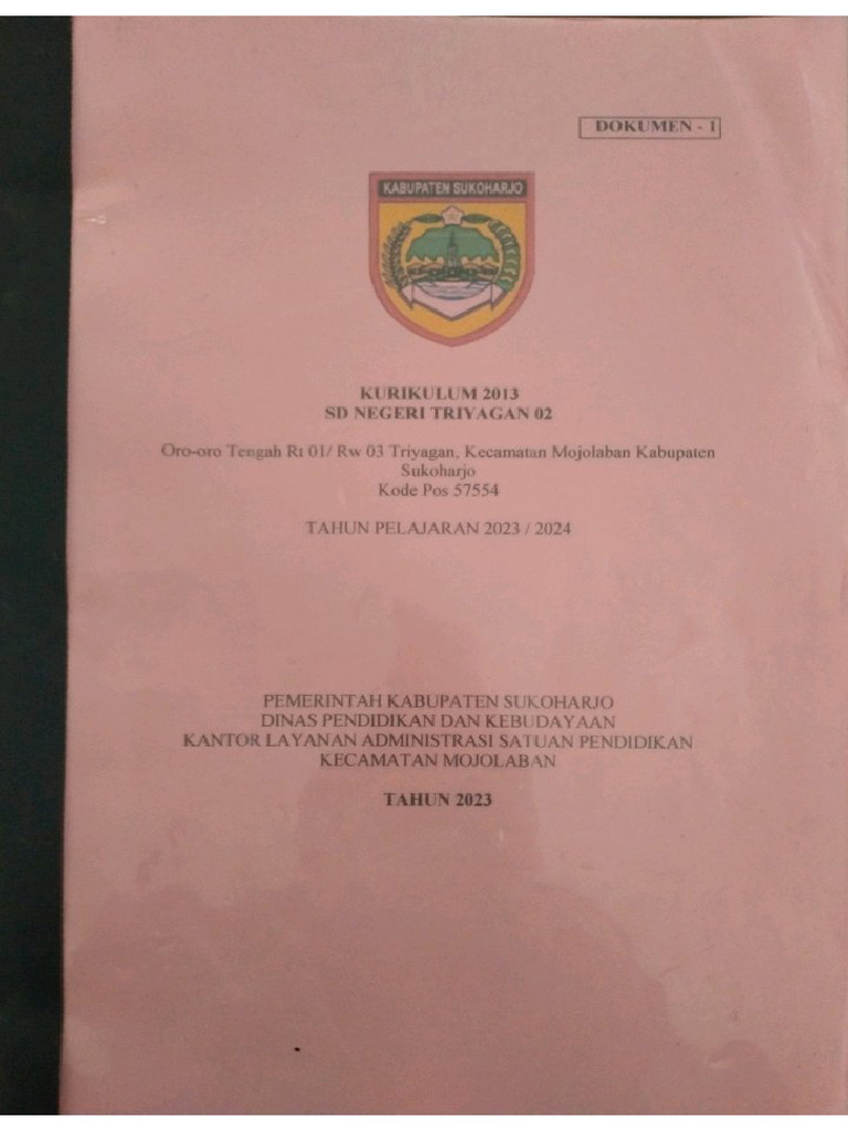 Kurikulum 2013 SDN Triyagan 02 2023-2024 | PDF