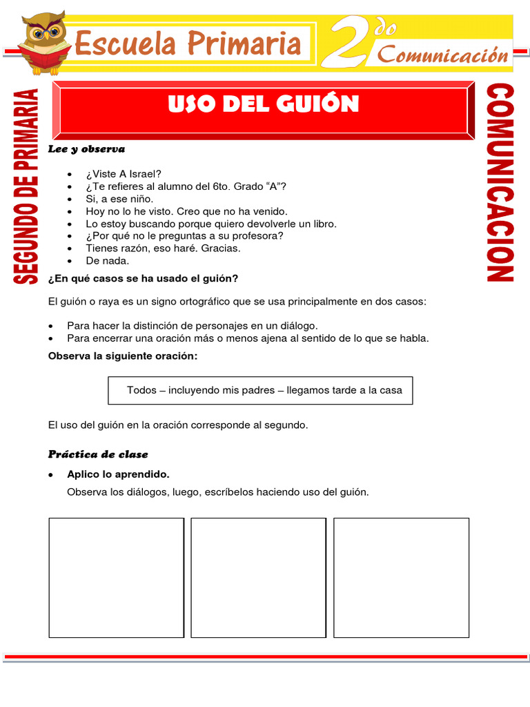 Uso-del-Guión-para-Segundo-de-Primaria | PDF