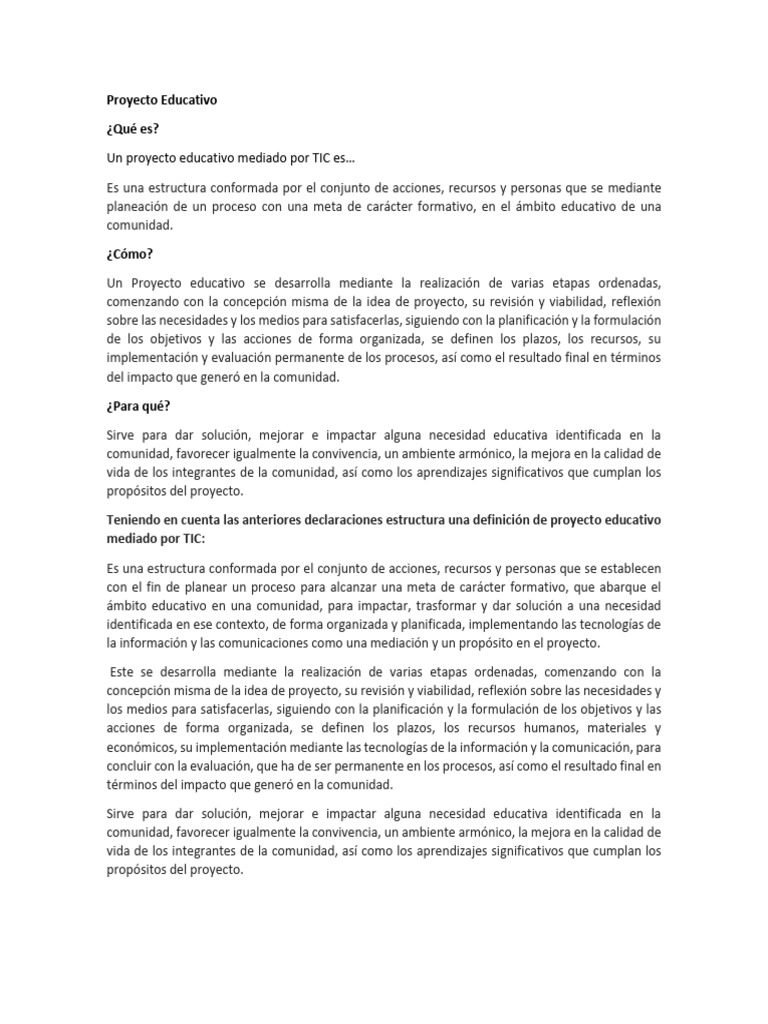 Notas de Clase - Noción de Proyecto Educativo | Descargar gratis PDF ...