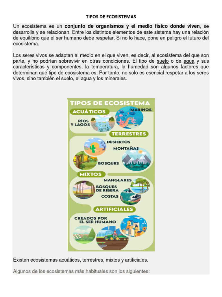 Tipos de Ecosistemas | Descargar gratis PDF | Desierto | Ecosistema
