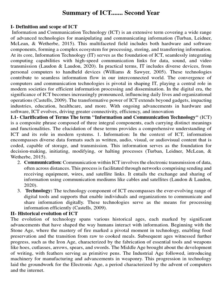 ICT Summary 2nd Year | PDF | Information Technology | Information And ... ICT Summary 2nd Year | PDF | Information Technology | Information And ...