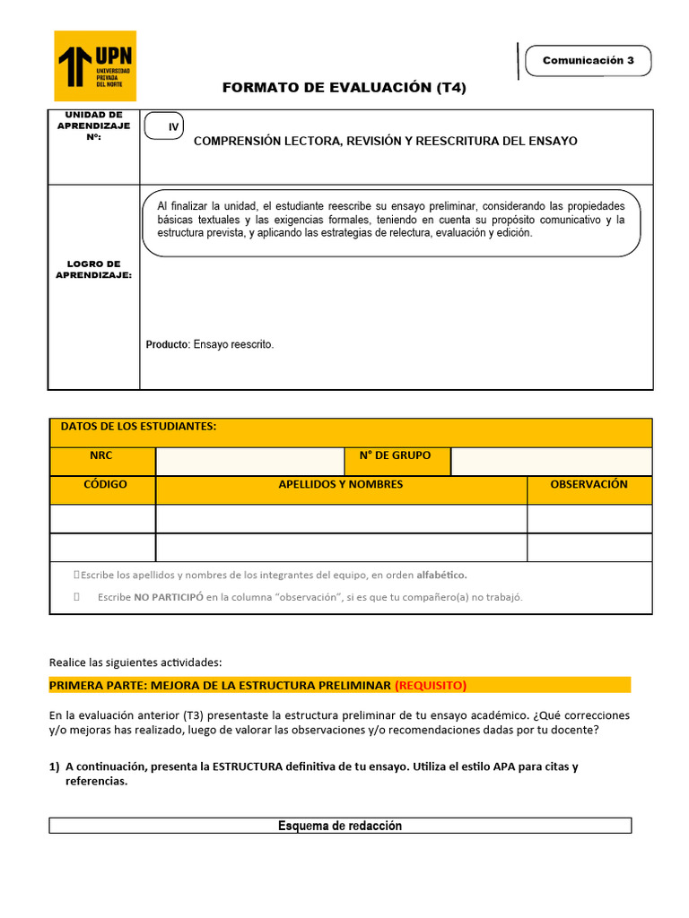 T4 Comu | PDF | Ensayos | Estilo apa