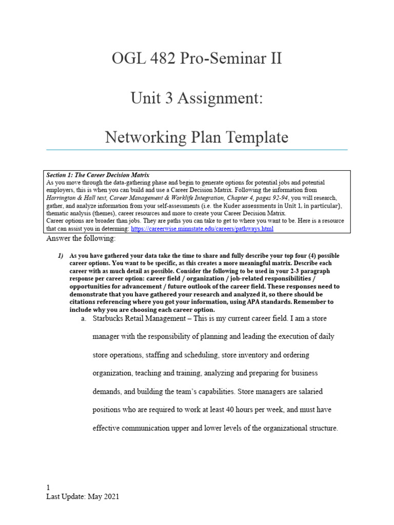 Unit 3 Module Networking Template | PDF | Mentorship | Goal Unit 3 Module Networking Template | PDF | Mentorship | Goal