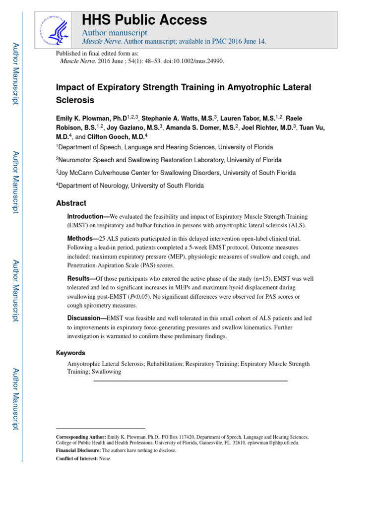 Impact of Expiratory Strength Training in Amyotropich Lateral Sclerosis ...