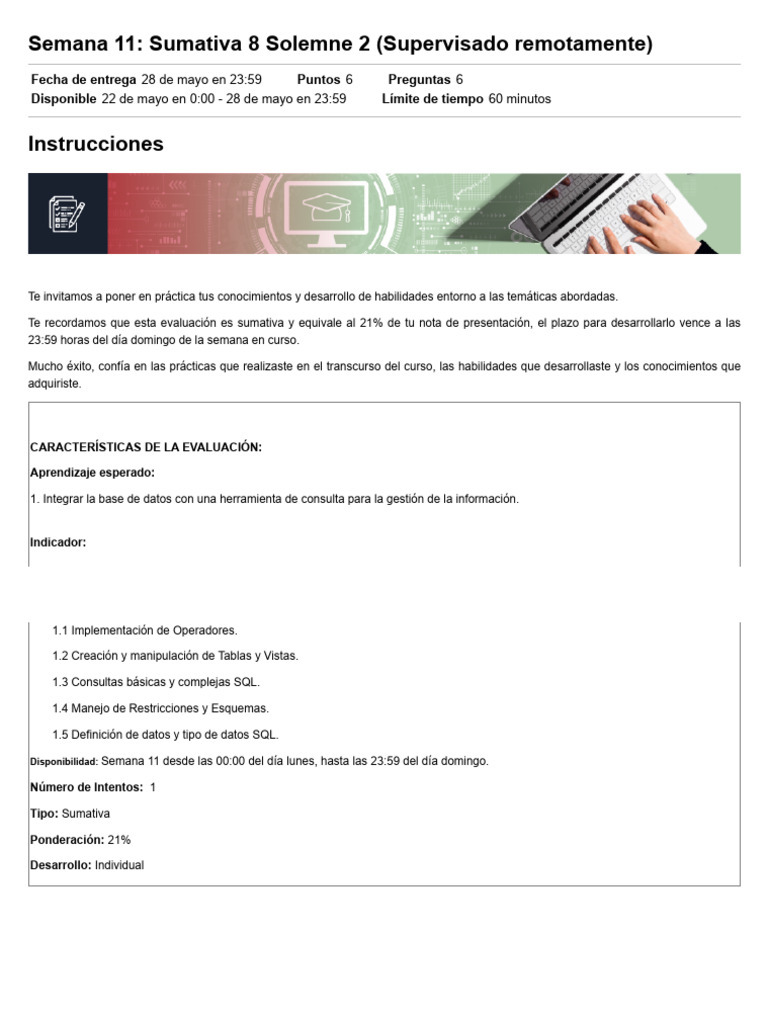 Semana 11_ Sumativa 8 Solemne 2 (Supervisado remotamente)_ 202305.2054 _ BASE DE DATOS | PDF