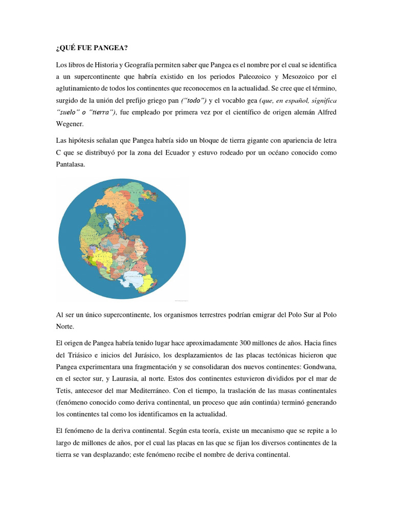 Historia y Fragmentación de Pangea | PDF | Continente | Ciencias de la ...