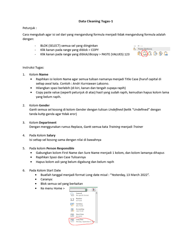 Instruksi Tugas-1 Data Cleaning | PDF