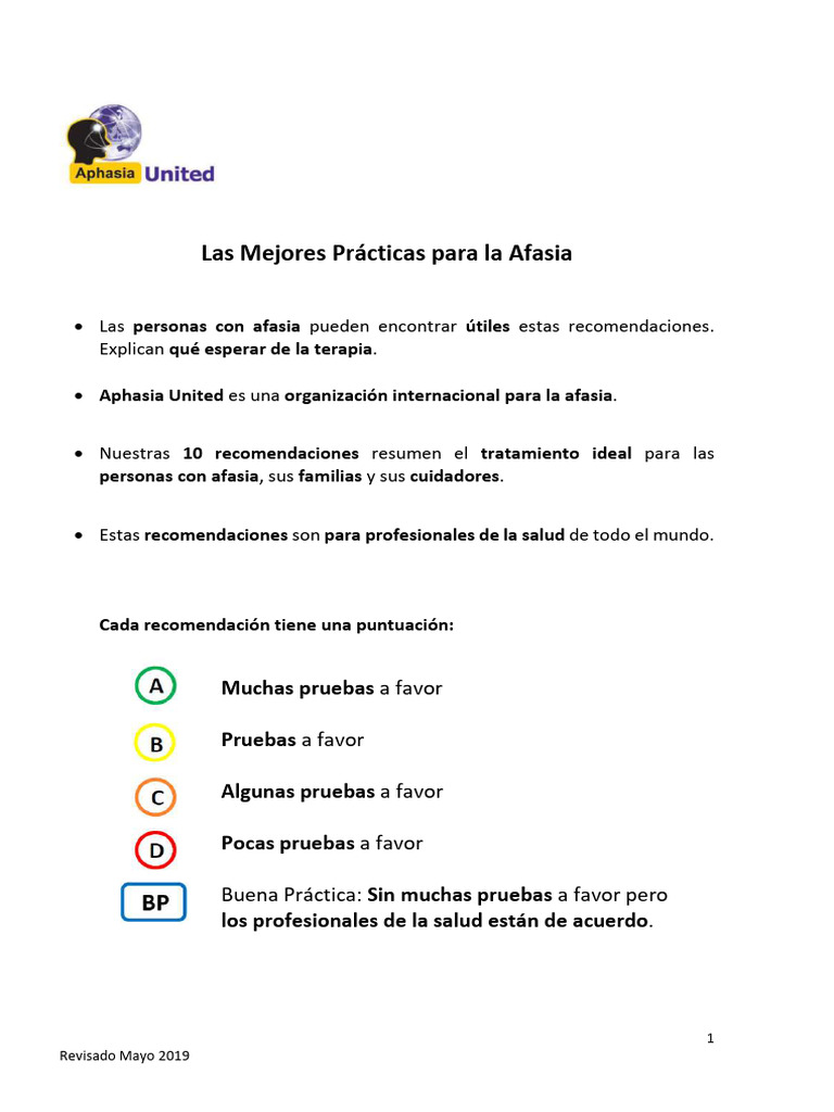 Spanish Aphasia Friendly Version | PDF | Afasia | Terapia
