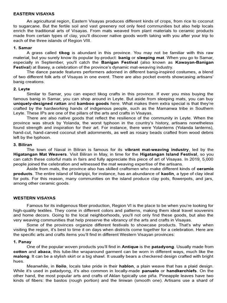 Eastern Visayas | PDF | Weaving
