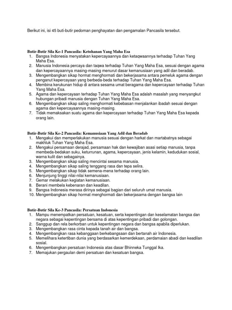 45 Butir Pengamalan Pancasila TAP MPR 2003 | PDF