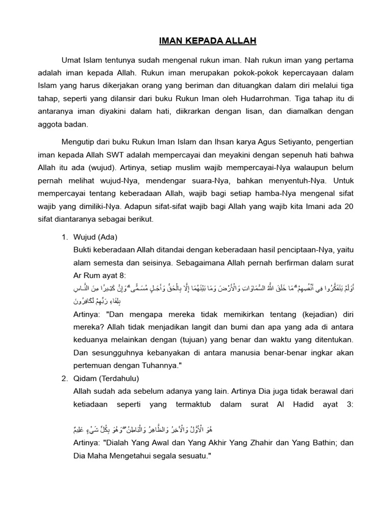 Memahami Iman kepada Allah dalam Islam | PDF | Filsafat | Agama ...