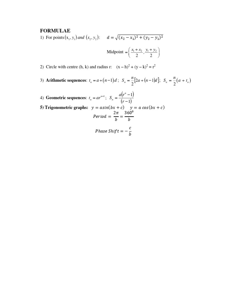 Formula Sheet Test 3 | PDF