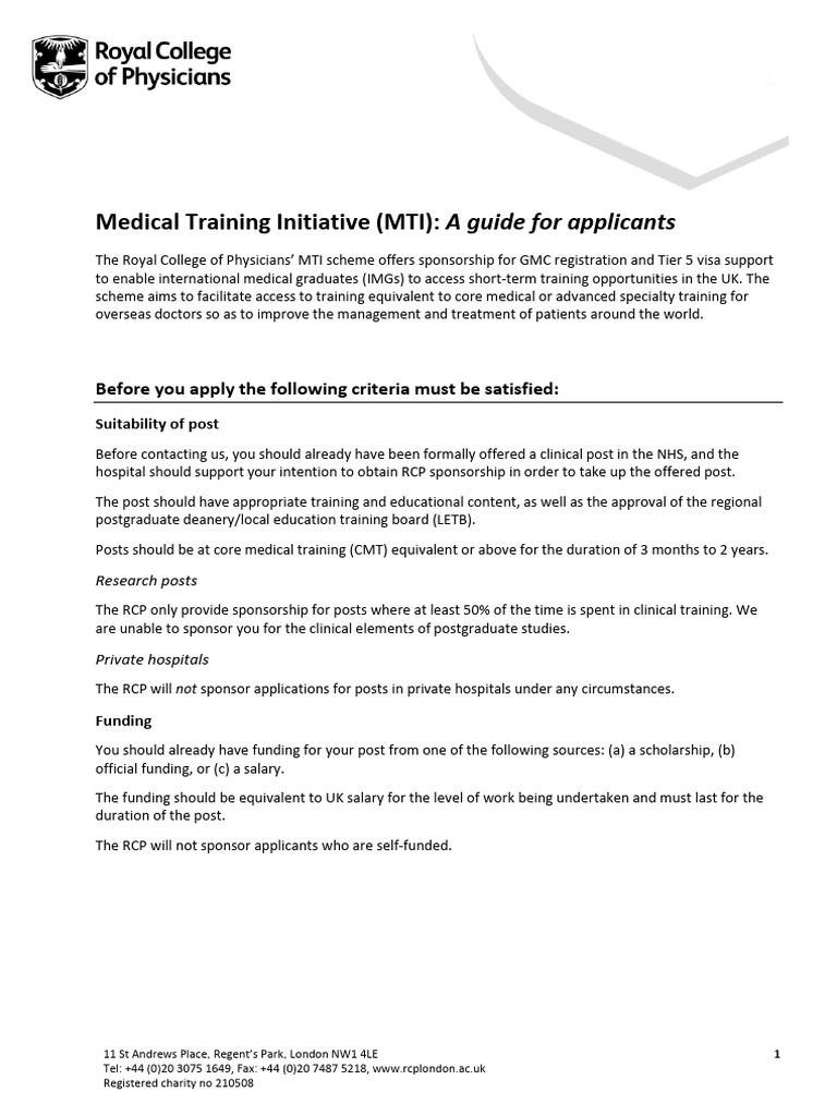 MTI Application Guide for International Doctors | PDF | Medicine ...