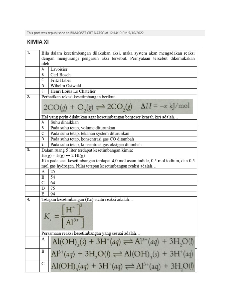 Ats Kimia Xi Genap 2024 | PDF