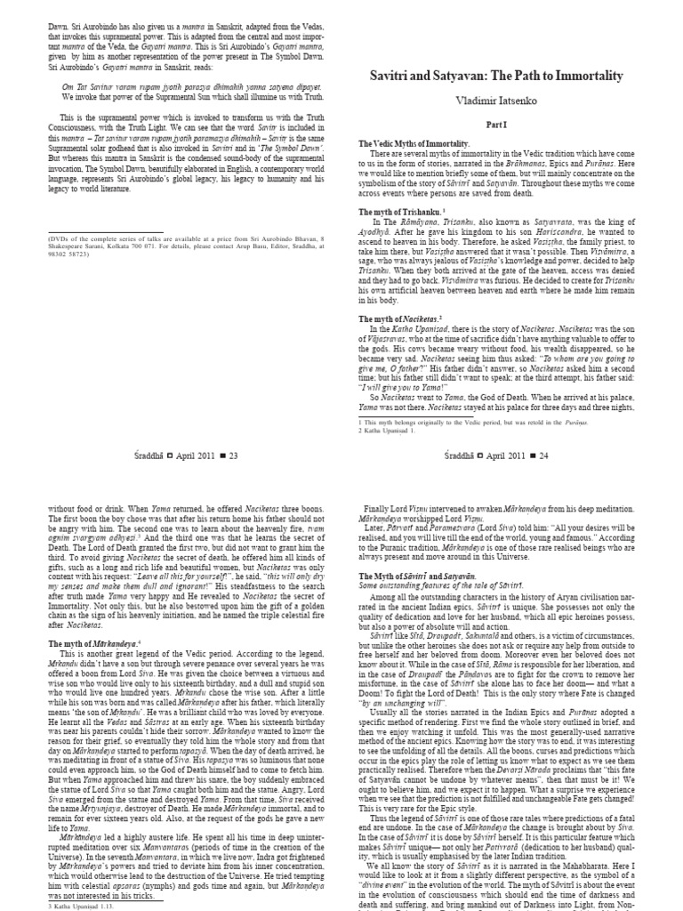 Savitri and Satyavan | PDF