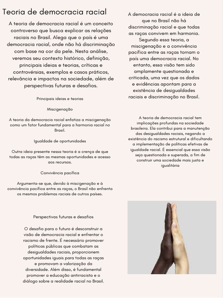 Teoria de Democracia Racial | PDF | Discriminação e Relações Raciais ...