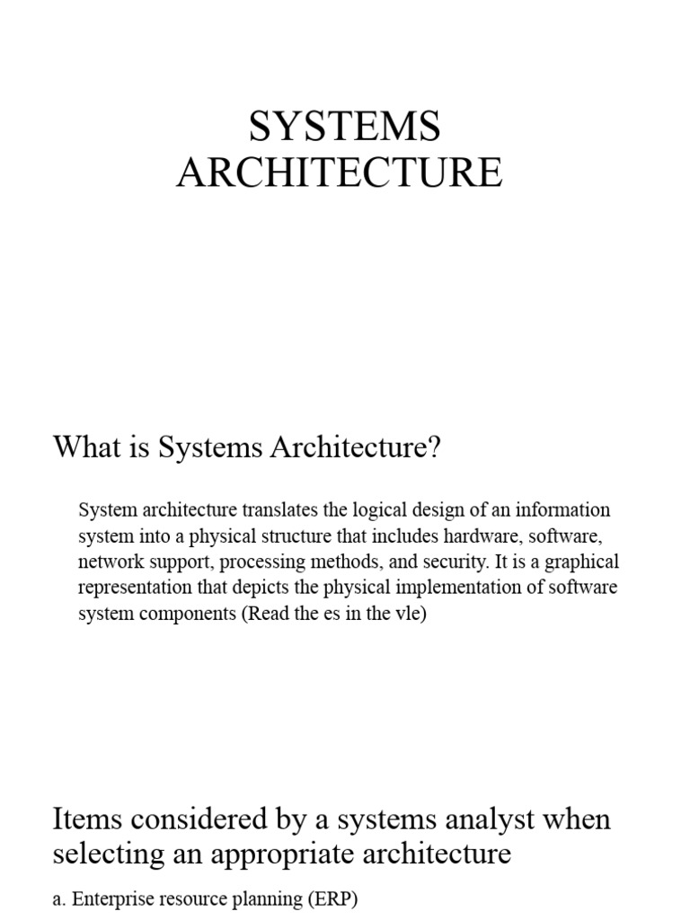 Systems Architecture, Documentation and Testing | Download Free PDF ...