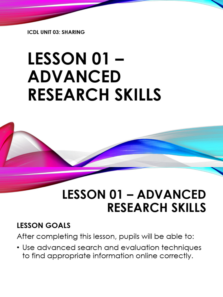 Lesson 01 - Advanced Research Skills | PDF | Podcast | Computing