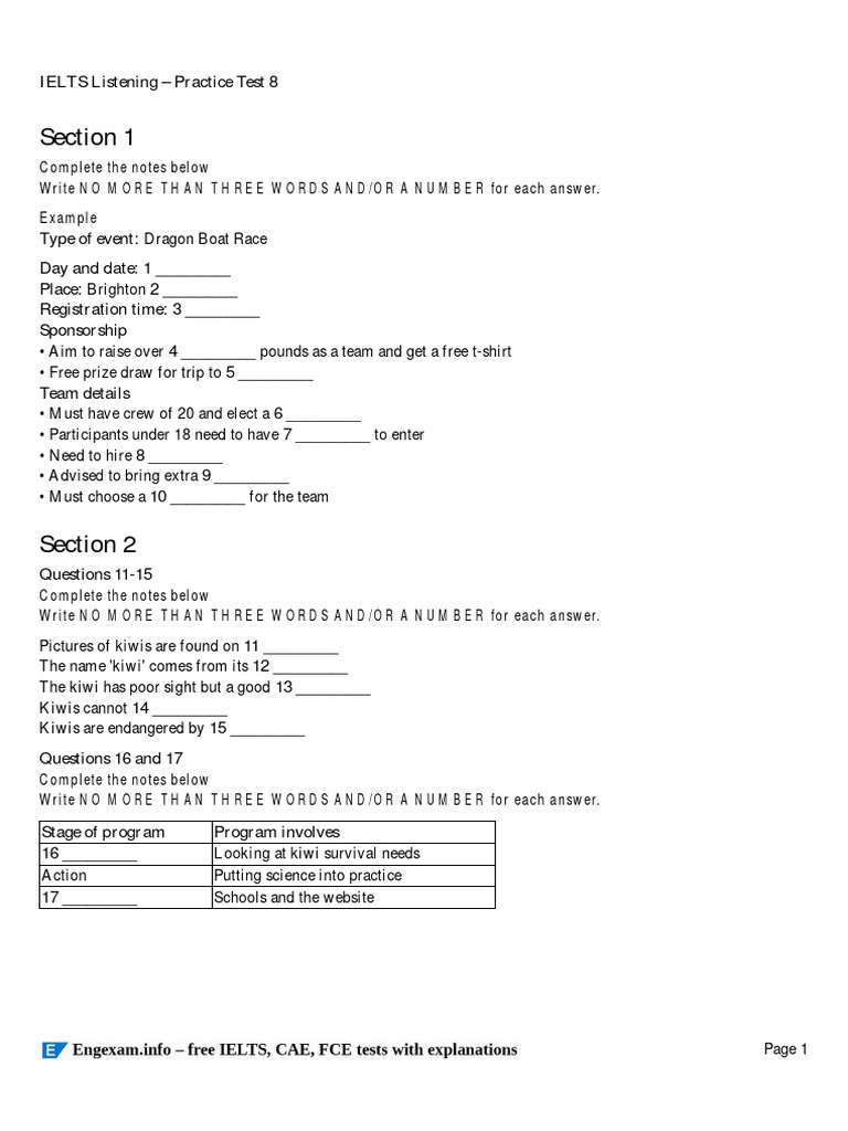 IELTS Listening Practice Test 8 Printable v2 | PDF | Food Preservation