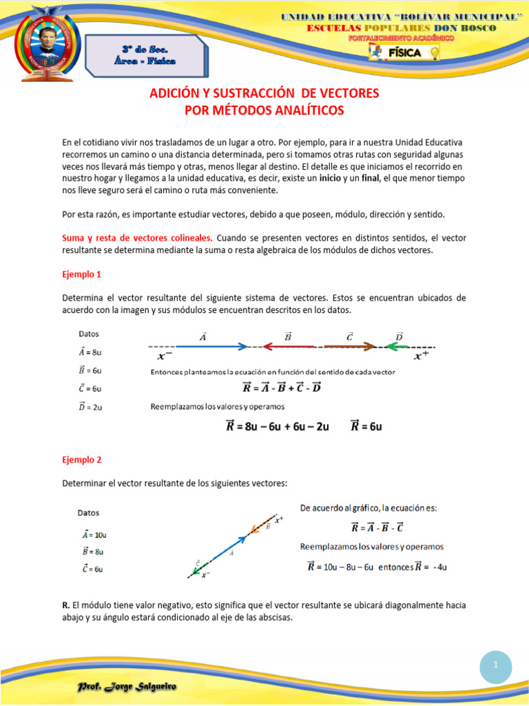 Adición y Sustracción de Vectores | PDF | Vector Euclidiano | Triángulo