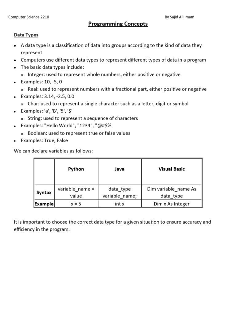 Programming Concepts Download Free Pdf Data Type Boolean Data Type