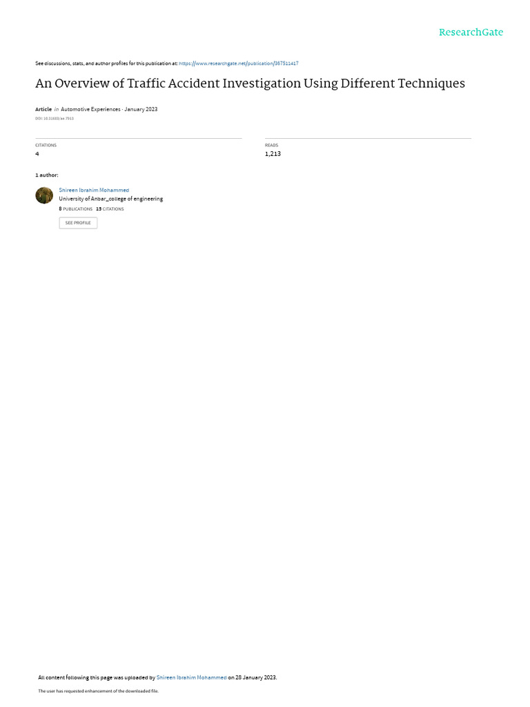 An Overview of The Traffic Accident Investigation by Using Different Surveying Techniques | PDF ...