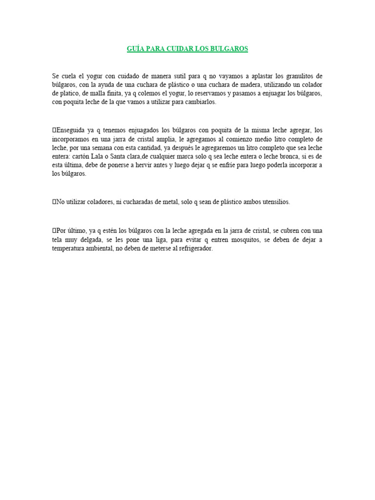 Guía para Cuidar Los Bulgaros | PDF