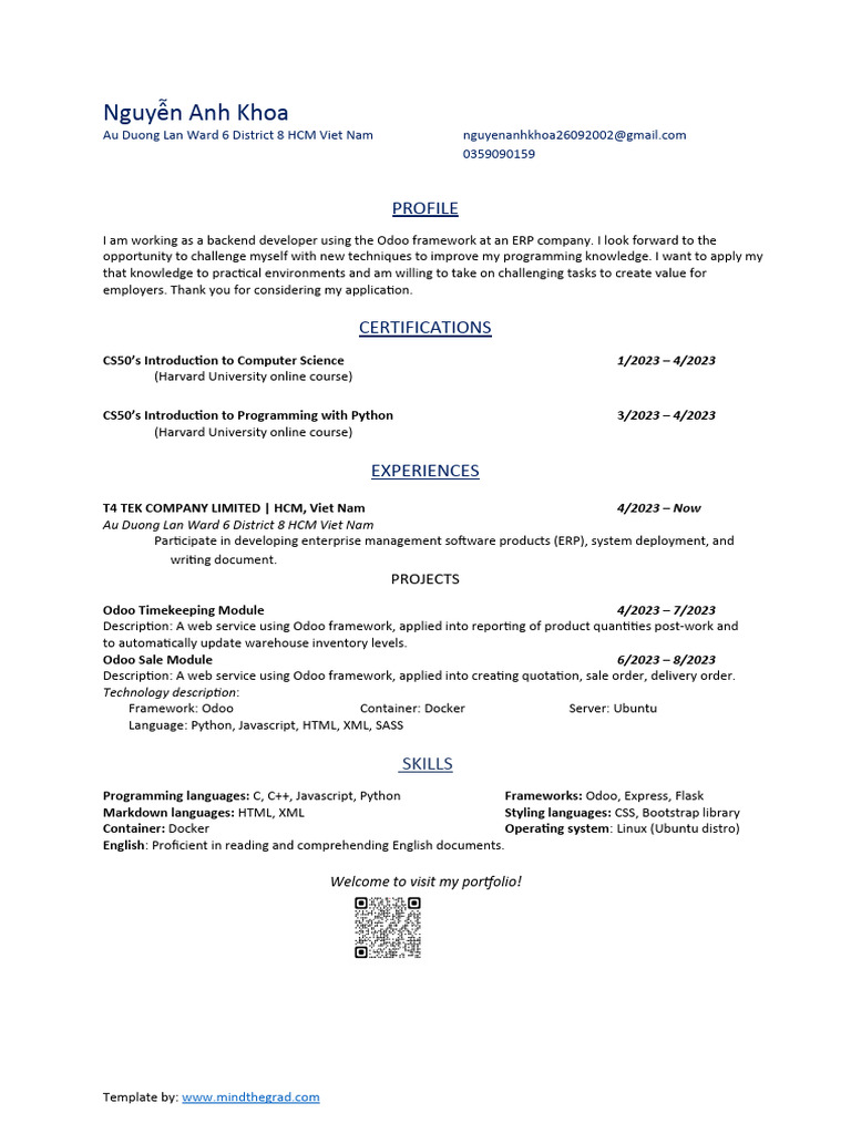 Free CV Template | PDF | Computing | Software Engineering