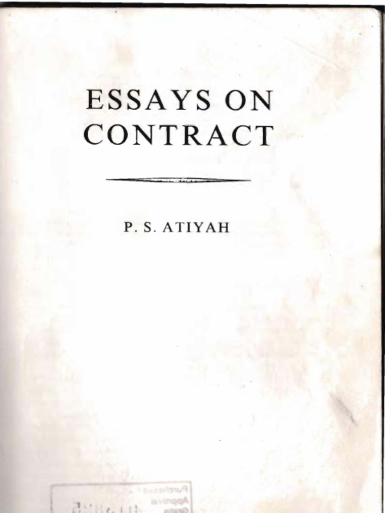 P.S. Atiyah, Contract, Promises and The Law of Obligations | PDF | Law