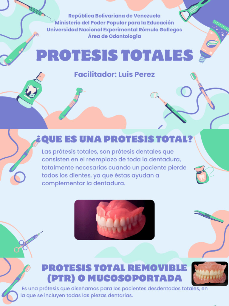 Tipos y cuidados de prótesis totales | PDF | Implante dental | Anatomia ...
