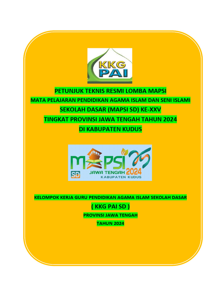 Petunjuk Lomba MAPSI SD 2024 Jateng | PDF