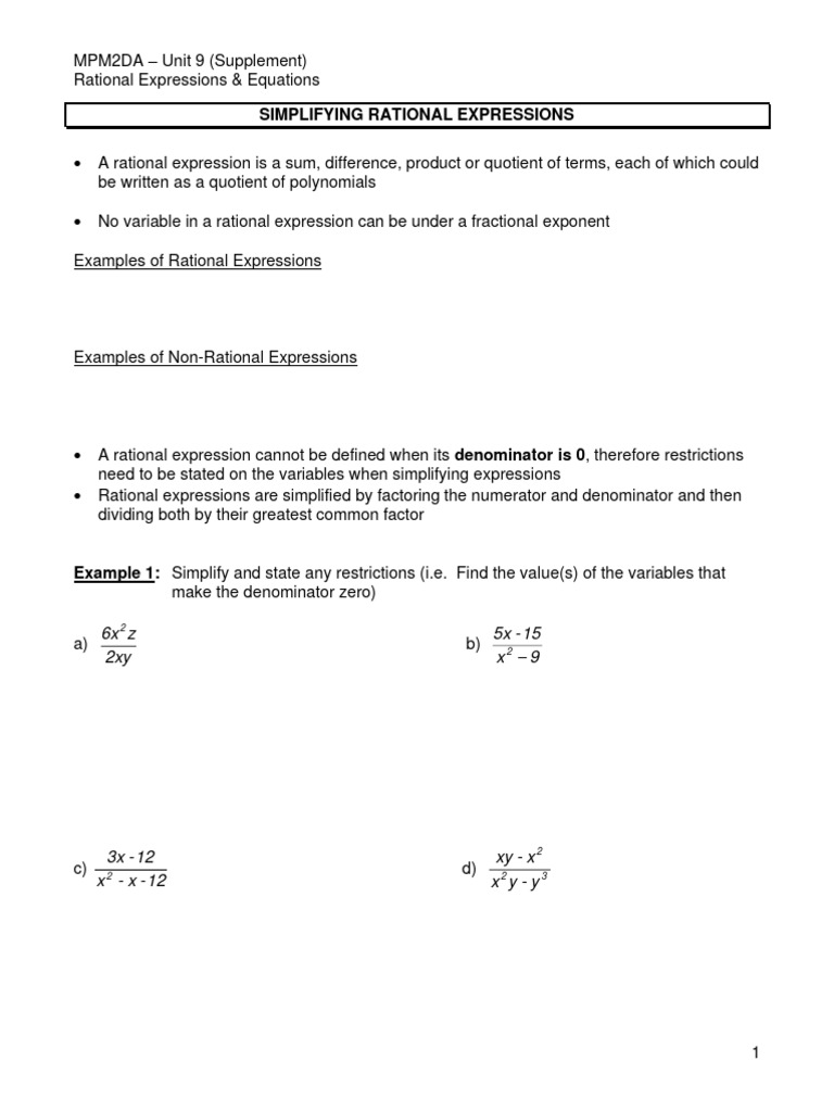 Unit 9 Lessons | PDF | Equations | Rational Number