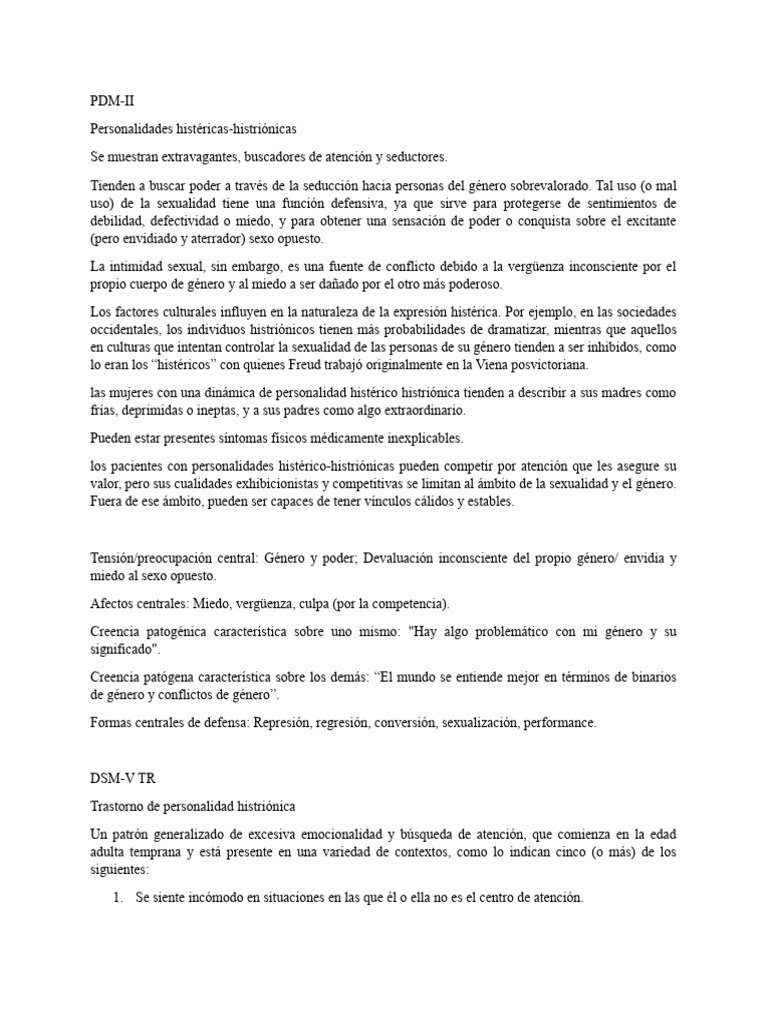 Resumen histeria | PDF | Histeria | Desorden de personalidad Resumen histeria | PDF | Histeria | Desorden de personalidad