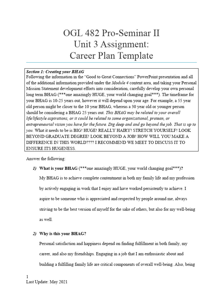 Unit 3 Module Career Plan | PDF | Goal | Mentorship