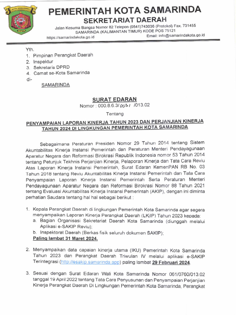 0031-Surat Edaran SAKIP 2024 | PDF