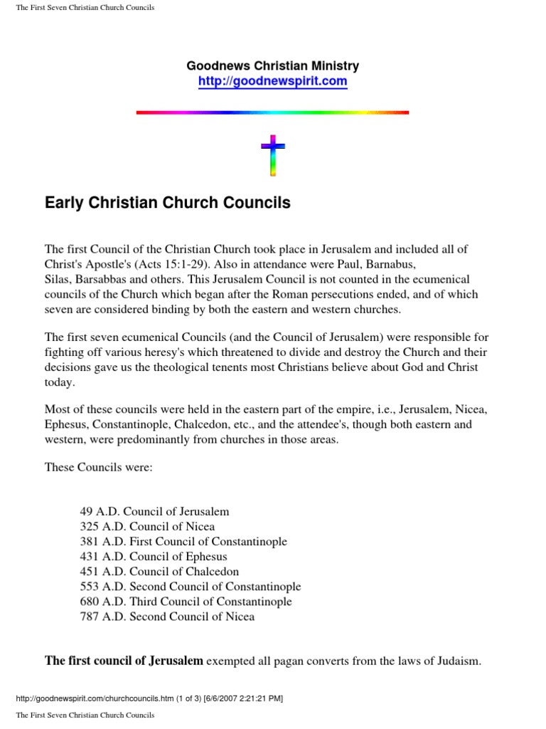 Overview of Early Christian Councils | PDF | Christian Church | Council ...