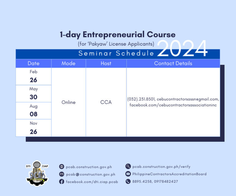 1-Day Entrepreneurial Course For Pakyaw License Applicants - 2024 | PDF ...