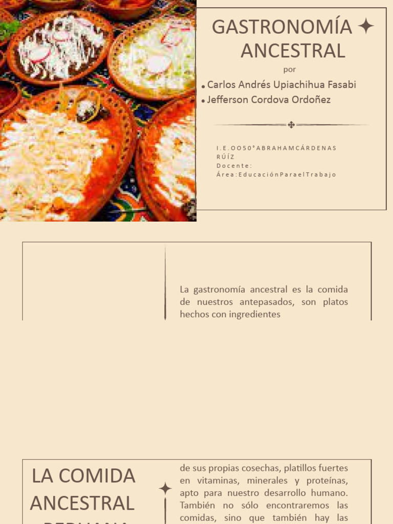 Presentación Comidas Ancestrales | PDF | ensalada | Postres