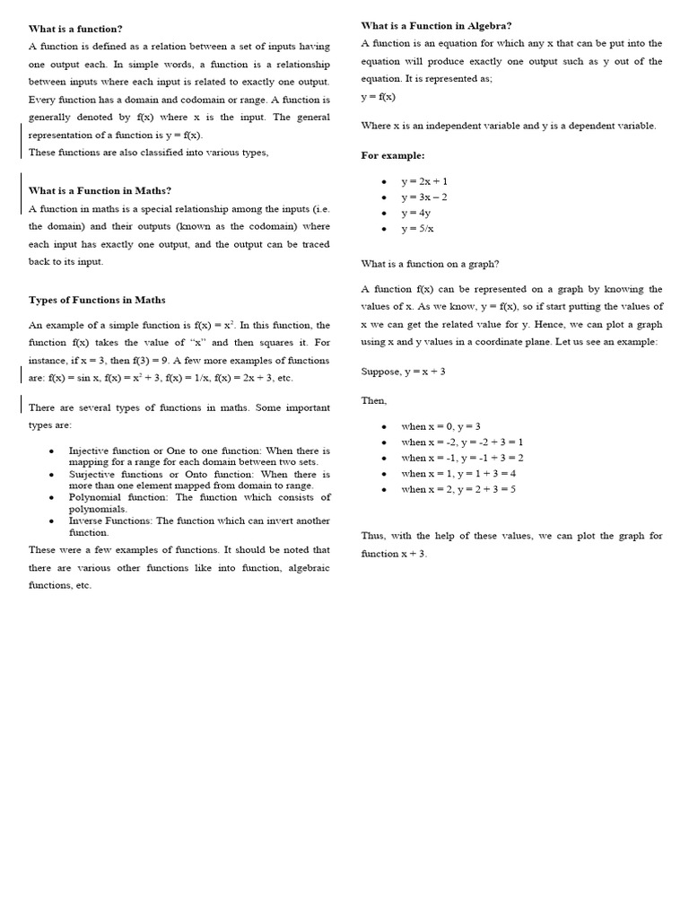 What Is A Function? What Is A Function in Algebra? | Download Free PDF | Function (Mathematics ...