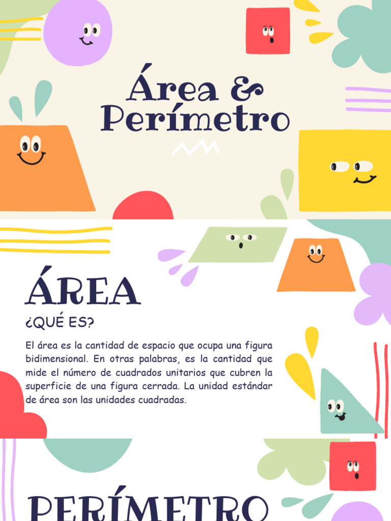 Colourful Fun Illustrative Area and Perimeter Math Presentation (1) | PDF