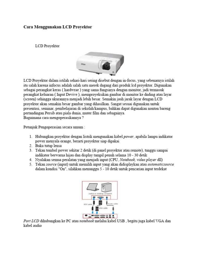 Panduan Lengkap Menggunakan LCD Proyektor | PDF | Komputer