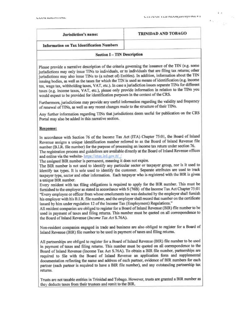 Trinidad-and-Tobago-TIN | PDF