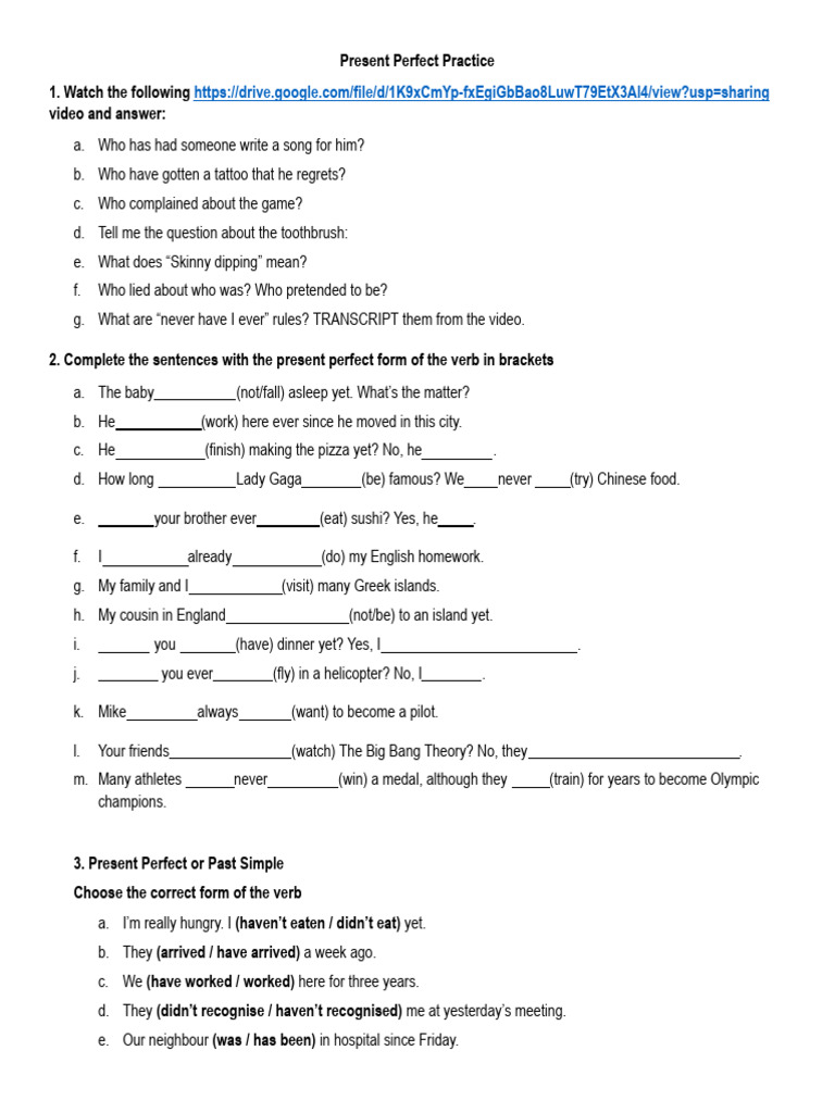 Present Perfect and Past Simple | PDF | Grammar | Linguistics