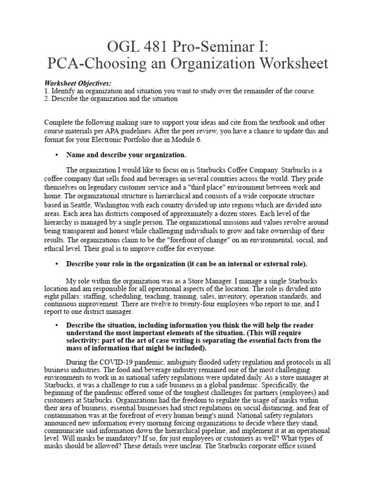 Ogl 481 Pca Selection - Jeremy Akin | PDF | Starbucks | Business