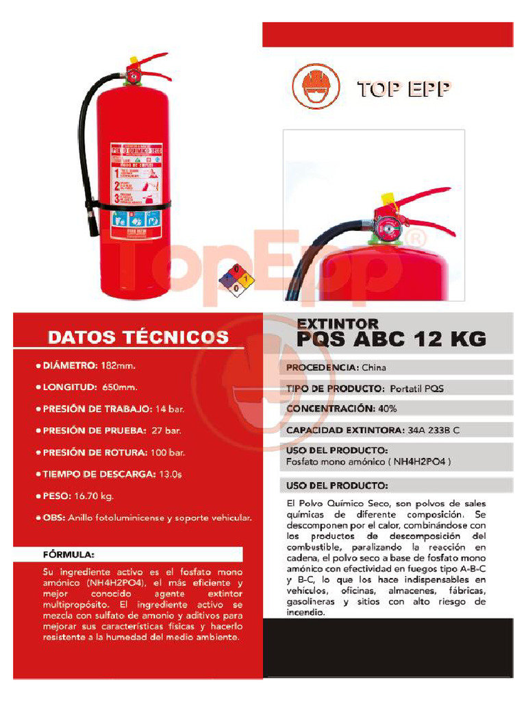 Extintor PQS - 12 Kg - TopEpp S.A.C. | PDF