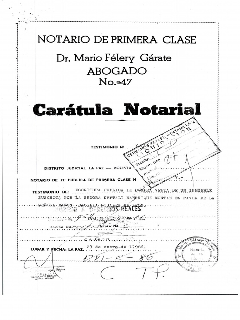 Caratula Notarial | PDF