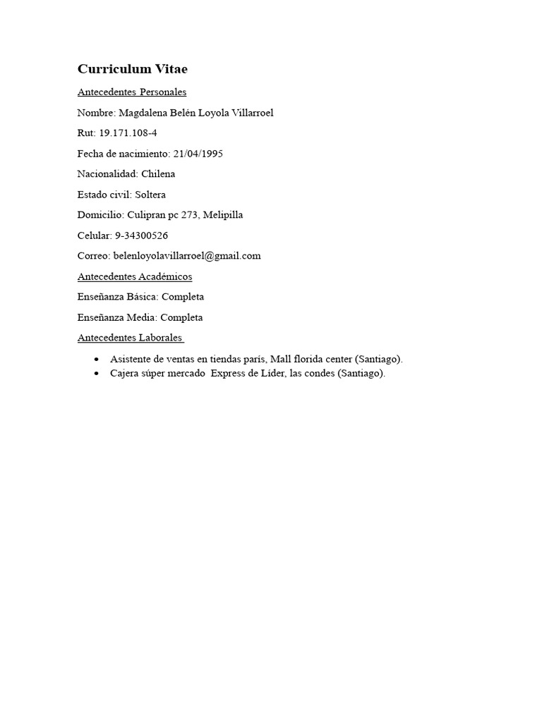 Curriculum Vitae Belen | PDF