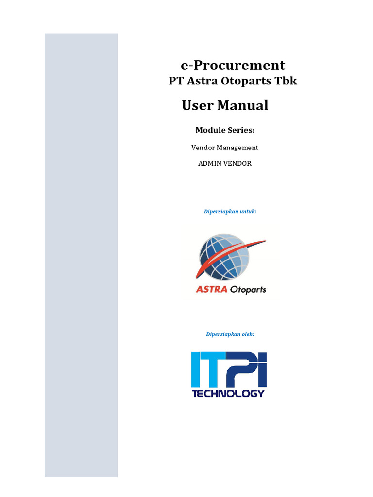 AOP - Manual Book - Vendor Management Astra Otopart | PDF | Bisnis | Pengelolaan Keuangan & Uang