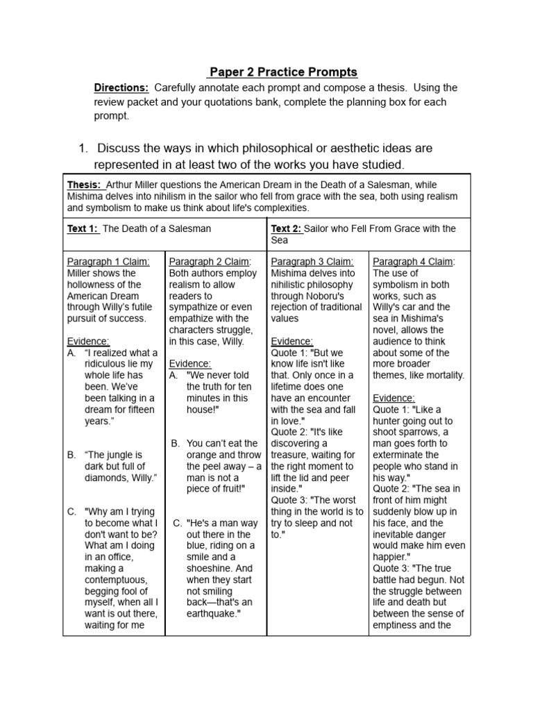 Practice Prompts for Literary Analysis | PDF | The Awakening (Chopin Novel)